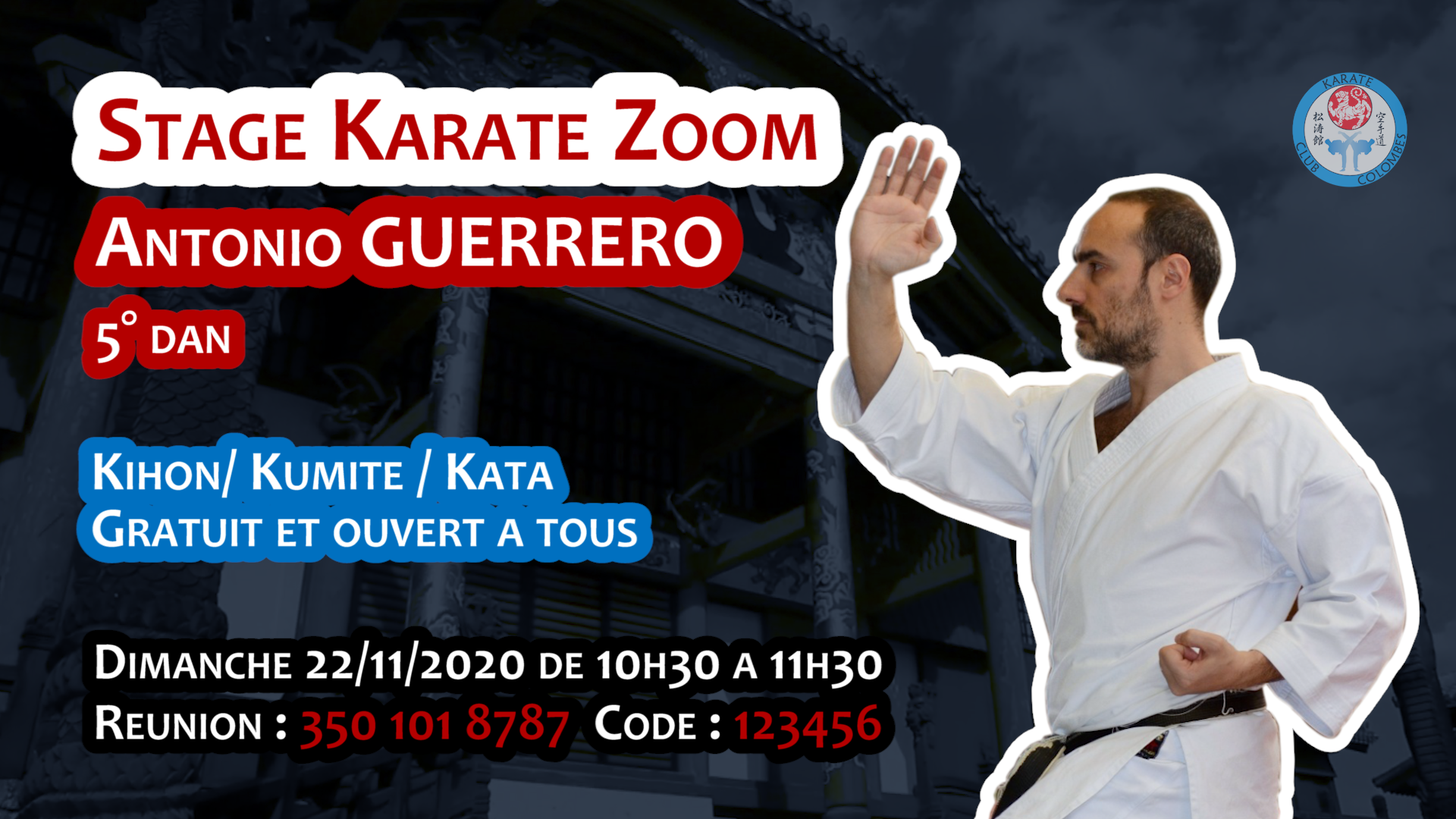 Stage karaté sur Zoom le 22-11-2020 - Karate Club Colombes