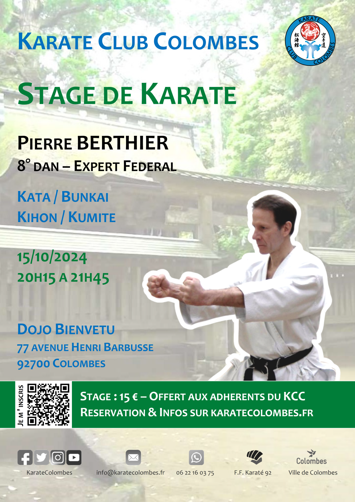 Stage avec Pierre Berthier le 15-10-2024 - Karate Club Colombes