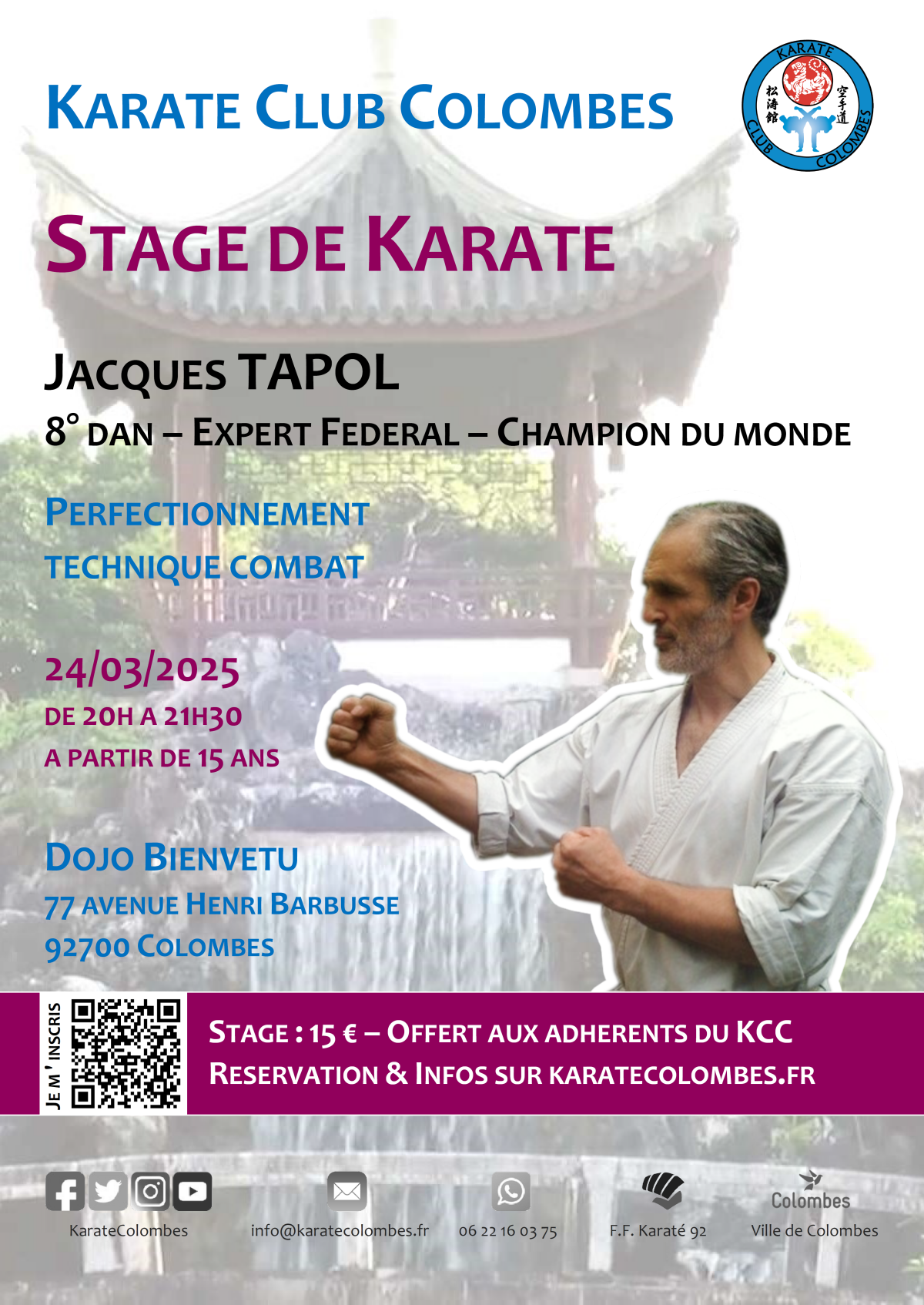 Stage avec Jacques Tapol le 24-03-2025 - Karate Club Colombes