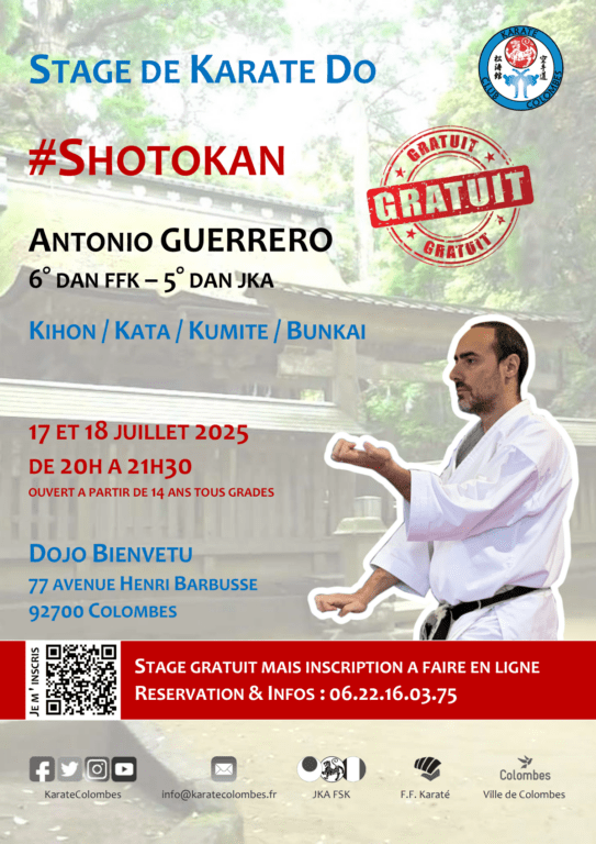 Stage karaté #Shotokan les 17 et 18-07-2025 - Karate Club Colombes