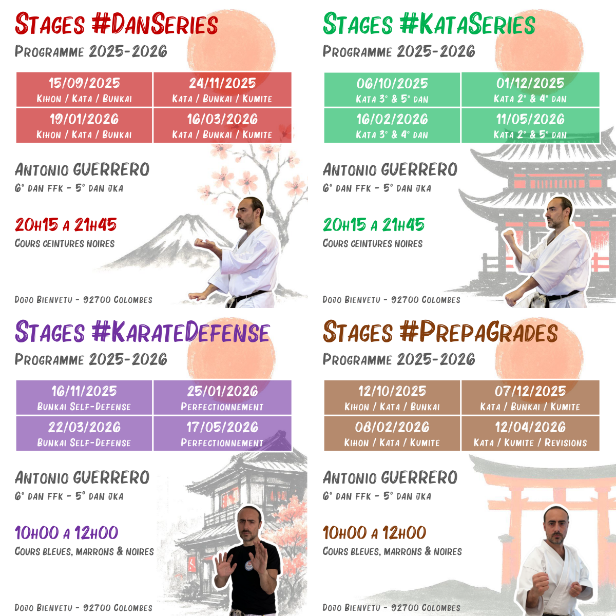 Programme Stages Karate - Saison 2025-2026 - Karate Club Colombes
